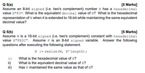 Solved Q A Marks Assume An Bit Signed I E Two S Chegg Com