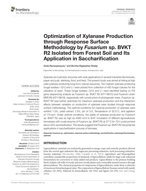 Pdf Optimization Of Xylanase Production Through Response Surface
