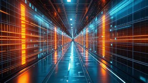 Vibrant Digital Corridor With Glowing Lines And Futuristic Lighting In
