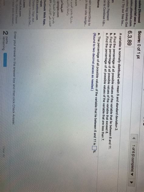 Solved A Variable Is Normally Distributed With Mean 9 And