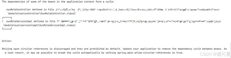 The Dependencies Of Some Of The Beans In The Application Context Form A Cycle Csdn博客