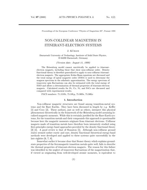 Pdf Non Collinear Magnetism In Itinerant Electron Systems