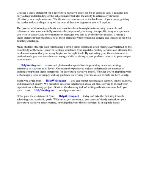 Thesis Statement For A Descriptive Narrative Essay Pdf Essays Narrative