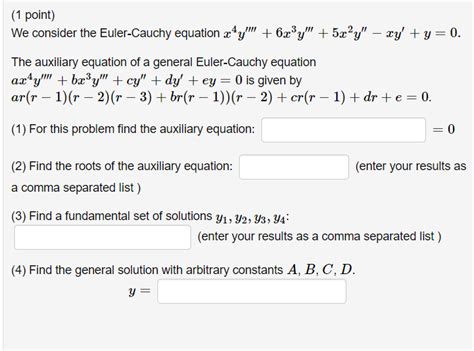 Solved 1 Point We Consider The Euler Cauchy Equation