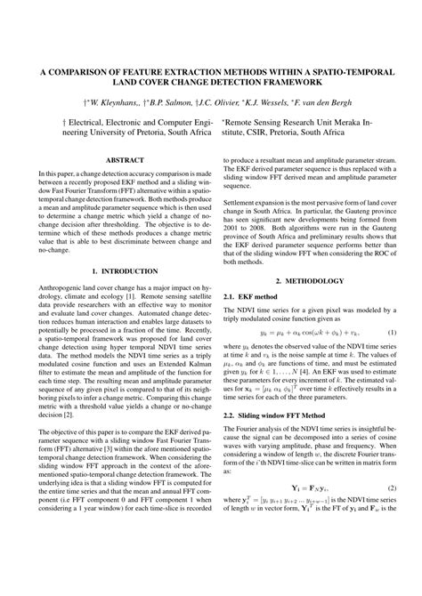 Pdf A Comparison Of Feature Extraction Methods Within A Spatio