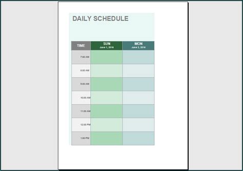 Daily Routine Excel Template