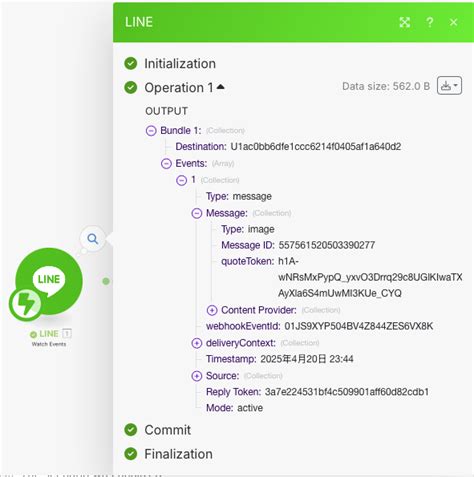 line module how to route based on message type image vs text in