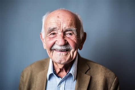 Premium Ai Image Standing Portrait Of A Smiling Senior Man Created