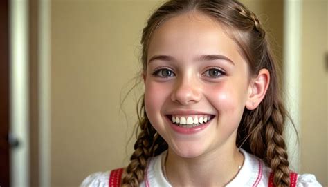 Premium Photo Happy Preteen Girl With Braces