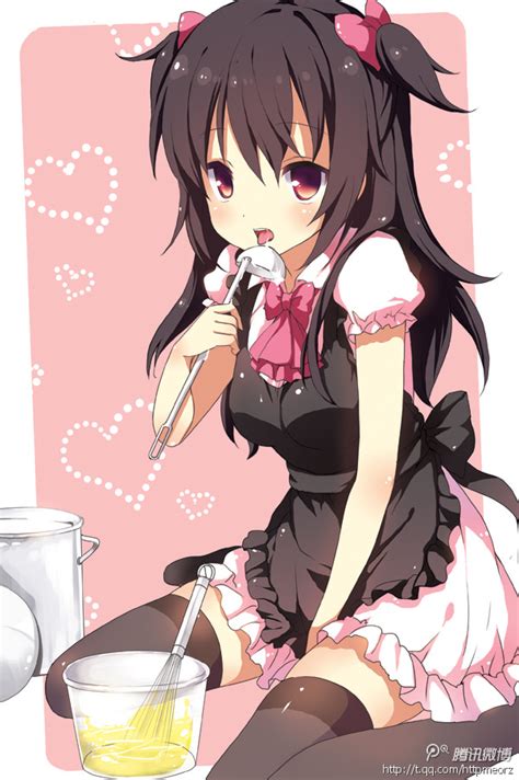 Chiyingzai Original Character Request Copyright Request 1girl Apron Ascot Between Legs