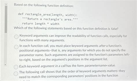 solved based on the following function definition def