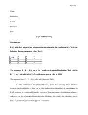 Logic And Reasoning Docx Surname 1 Name Institution Course Professor Date Logic And Reasoning