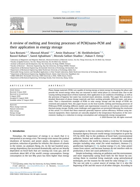 A Review Of Melting And Freezing Processes Of Pcmnano Pcm And Pdf