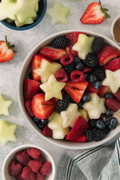 4th Of July Fruit Salad Honey Lime Dressing Meaningful Eats