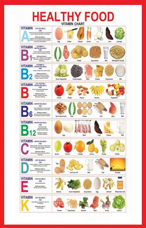 Healthy Food Vitamin Infographic Chart 18x28 45cm 70cm Canvas Print