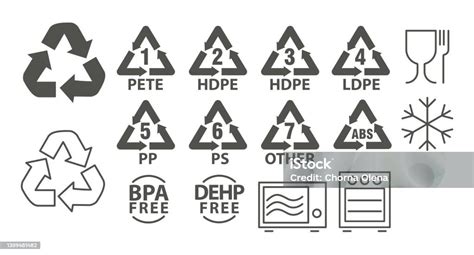 플라스틱 재활용 식별 및 포장 표지판 및 기호 폐기물 정렬 아이콘 벡터 그림입니다 검은색에 대한 스톡 벡터 아트 및 기타 이미지 검은색 나일론 라벨 Istock