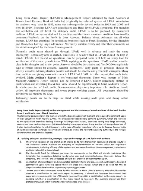 Bank Branch Lfar Ca Ketan Saiya Pdf Audit Banks