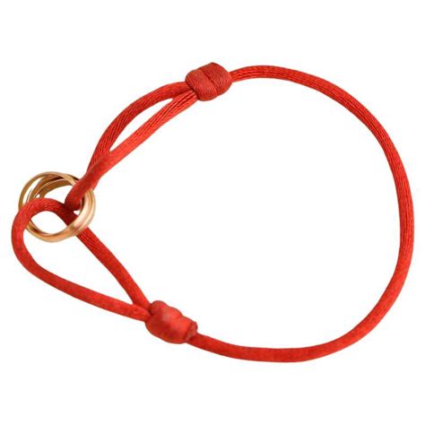 Cartier Trinity 18k Rose Gold Red Cord Bracelet For Sale At 1stdibs