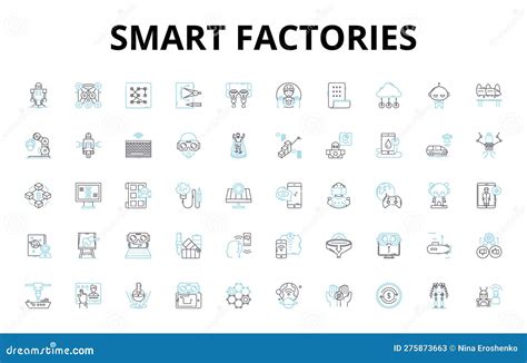 Smart Factories Linear Icons Set Automation Robotics Efficiency