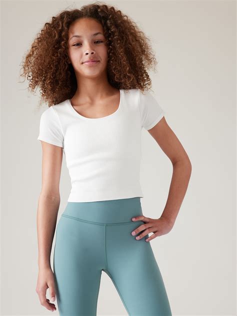 Athleta Girl Rise Above Rib Crop Tee Athleta
