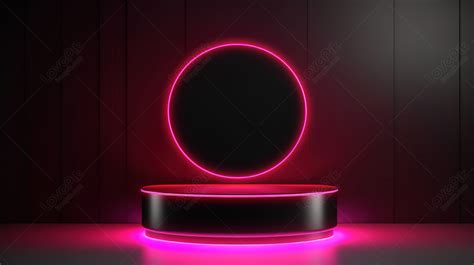 3d 렌더링 네온 디스플레이 빈 배경에 검정색 제품 배경 스탠드가 있는 우승자 연단 연단 배경 스탠 배경 레이 배경 이미지 Hd 연단 스탠 레이 배경 사진 무료
