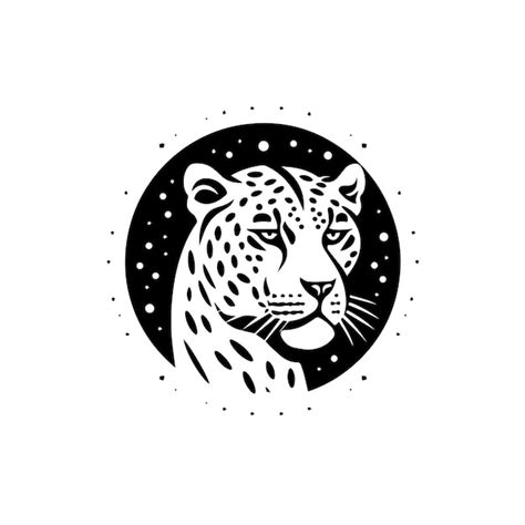 Premium Vector Snow Leo Pard Black And White Line Minimalistic Logo