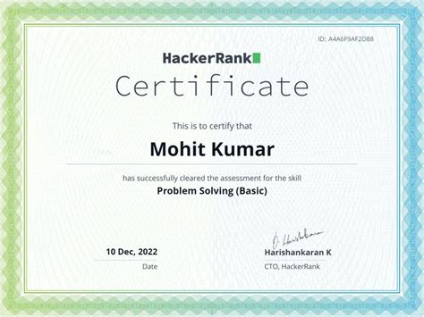 Mohit Kumar On Linkedin Hackerrank Certificateofcompletion
