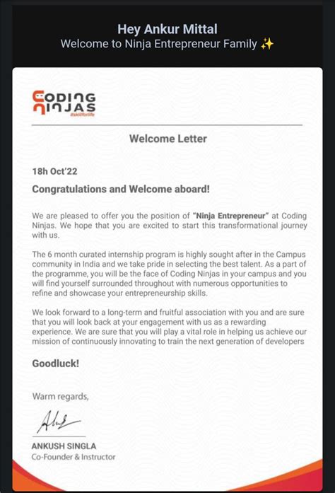 ankur mittal on linkedin opportunity coding internship