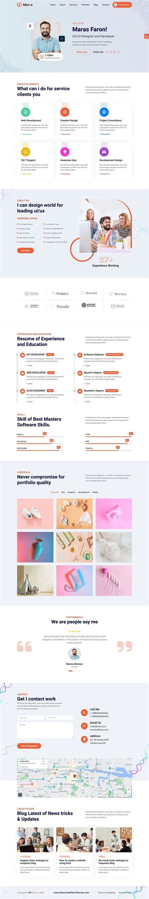 Morex Tailwind Css Personal Portfolio Template Portfolio Templates