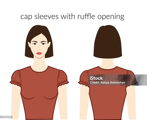 모자 소매 옷 갈색 상의 셔츠 몸에 맞는 드레스 테크니컬 패션 일러스트레이션을 입은 짧은 캐릭터의 아름다운 아가씨 플랫 의류 템플릿 앞면 뒷면 여성 남성 남녀 공용 Cad