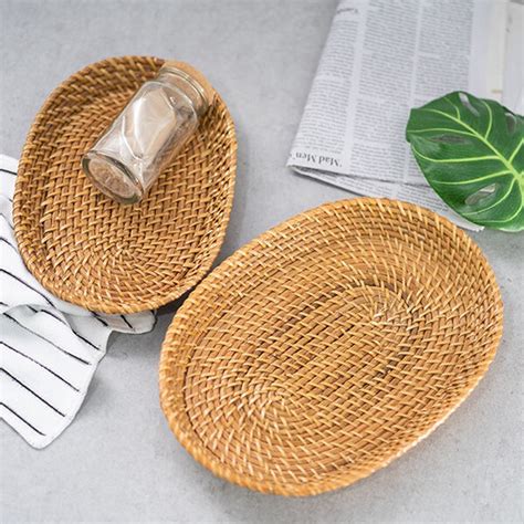 라탄 타원 트레이 바구니 소품 2p 감도 깊은 취향 셀렉트샵 29cm