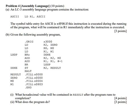 Problem 4 Assembly Language 10 Points A An Lc 3 Assembly Language