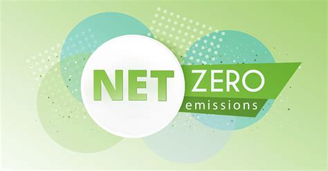 넷제로 및 탄소 중립 개념 녹색 배경에 배너입니다 온실 가스 배출 제로 목표 벡터 일러스트 레이 션입니다 경제에 대한 스톡 벡터