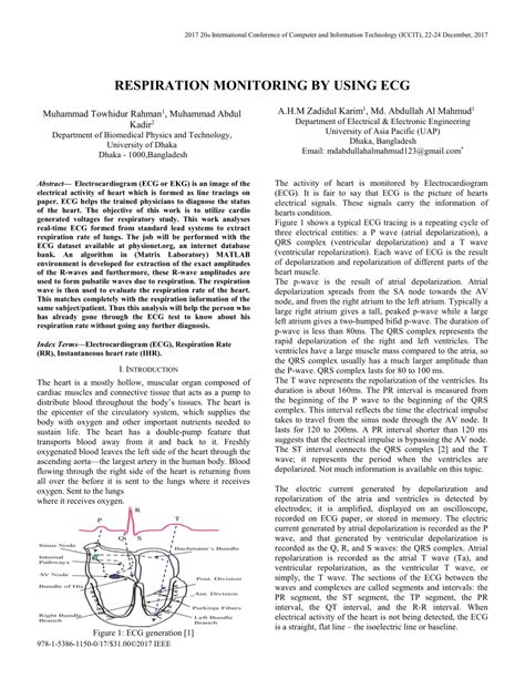 Pdf Respiration Monitoring By Using Ecg