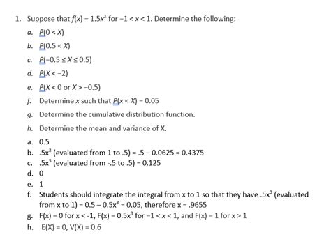 Solved 1 Suppose That F X 1 5x2 For −1−0 5 F Determine X