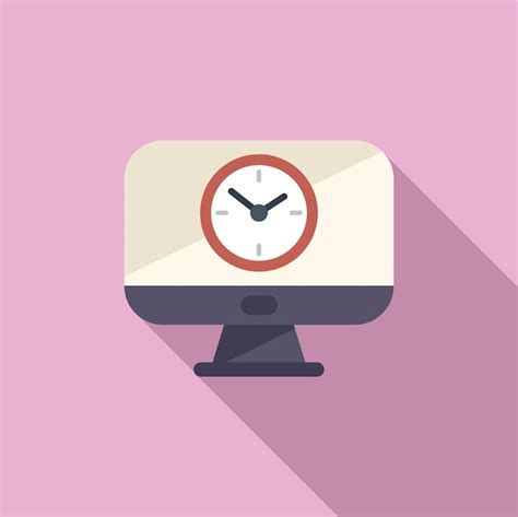 Premium Vector Monitor Clock Icon Flat Vector Work Project Task Timer