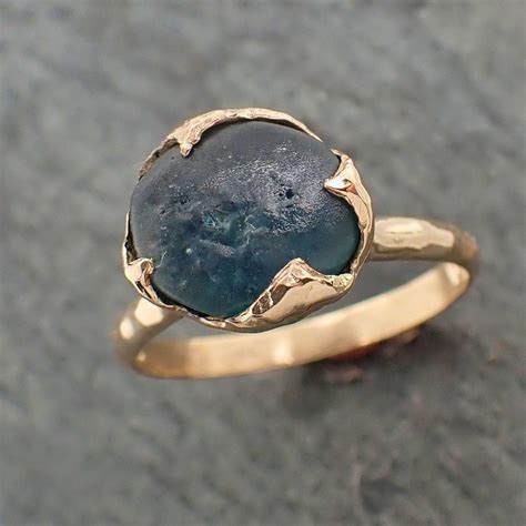 Montana Sapphire Engagement Ring • Rough Gemstone Set In 14k Yellow