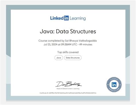 Sai Bhavya Vakkalagadda On Linkedin Java Programming Certification