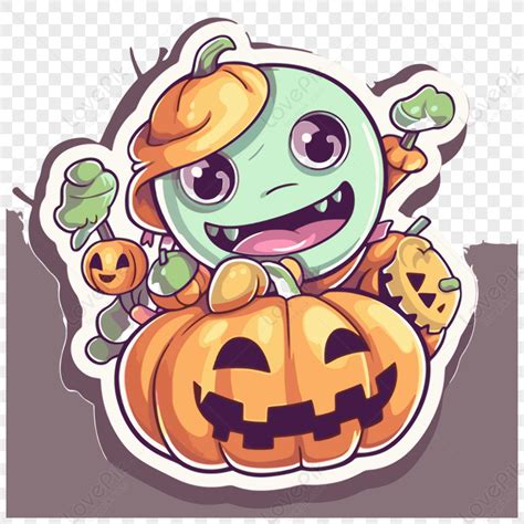 귀여운 소름 끼치는 호박 스티커 일러스트 벡터공장웃다 Png 일러스트 무료 다운로드 Lovepik