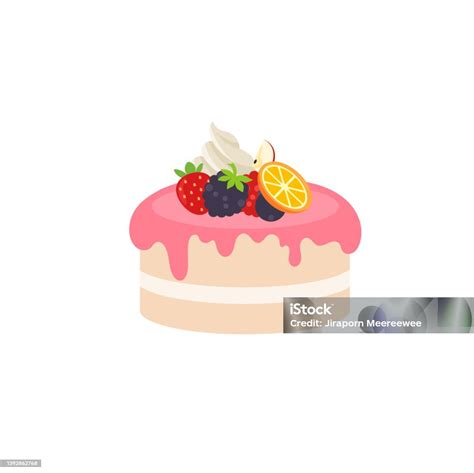 생일 축하 파티 생일 케이크 상자 과일 케이크 축하 파티 생일 양초 세트 고립 된 평면 벡터 그래픽 디자인 일러스트 레이 션 및 아이콘 요소 생일에 대한 스톡 벡터 아트 및