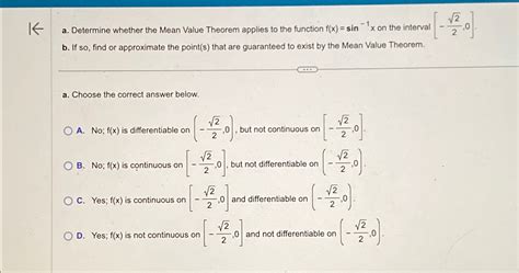 Solved A ﻿determine Whether The Mean Value Theorem Applies