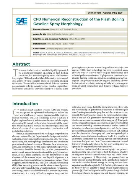 Pdf Cfd Numerical Reconstruction Of The Flash Boiling Gasoline Spray