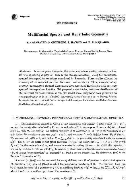 Pdf Multifractal Spectra And Hyperbolic Geometry