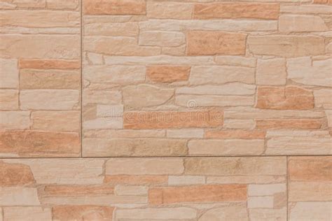 Imitation Stone Tile Wall Texture Orange Brown Abstract Pattern Background Surface Stock Image