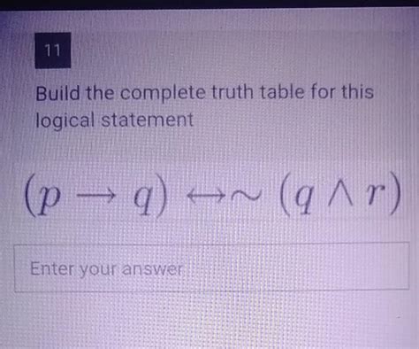 Solved Build The Complete Truth Table For This Logical Chegg Com