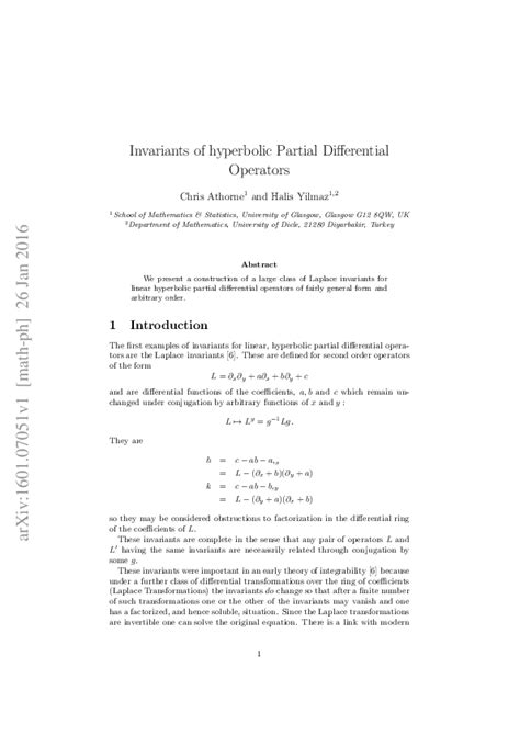Pdf Laplace Invariants For Hyperbolic Pdes