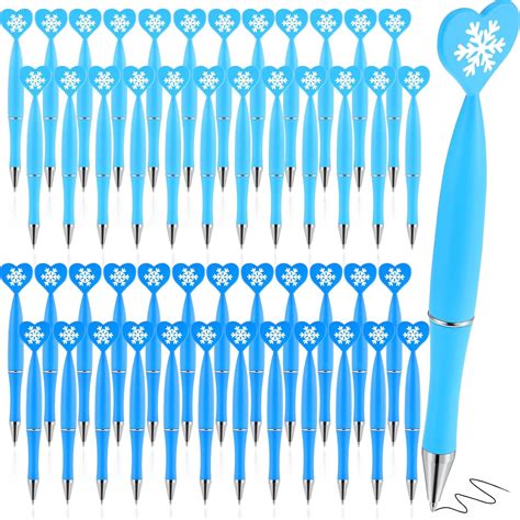 Seajan 48 Pcs Winter Snowflake Ballpoint Pen Blue White