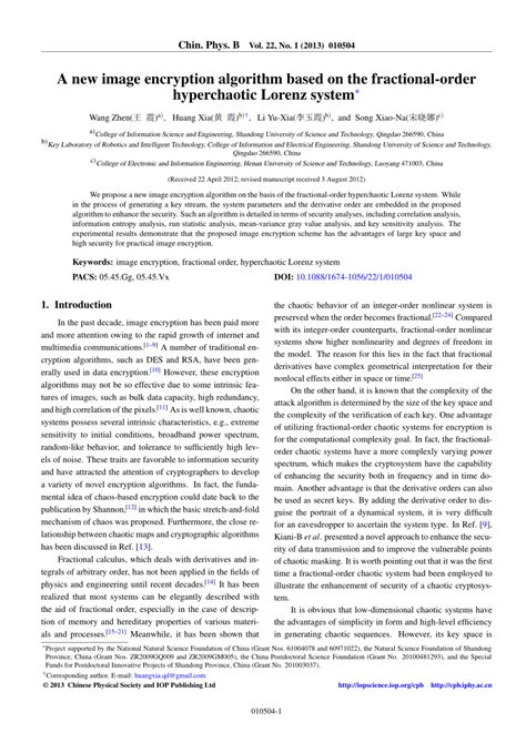Pdf A New Image Encryption Algorithm Based On The Fractional Order