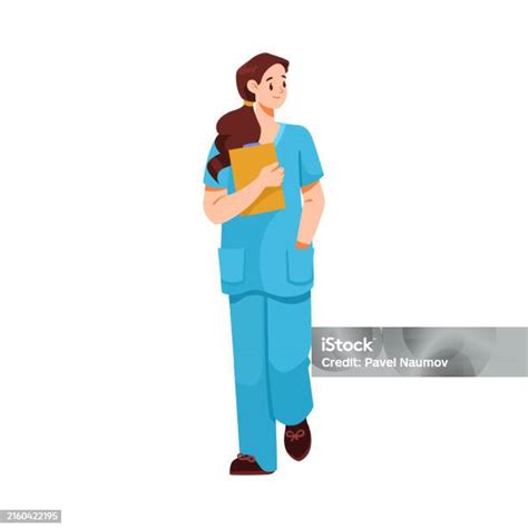 여자 의사 캐릭터 로서 전문적인 병원 직원 와 클립보드 벡터 일러스트 간호사에 대한 스톡 벡터 아트 및 기타 이미지 간호사
