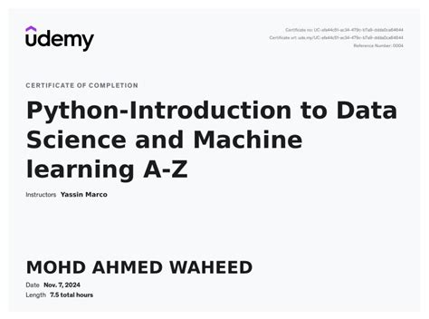 Mohd Ahmed Waheed On Linkedin Python Datascience Machinelearning Udemy Continuouslearning